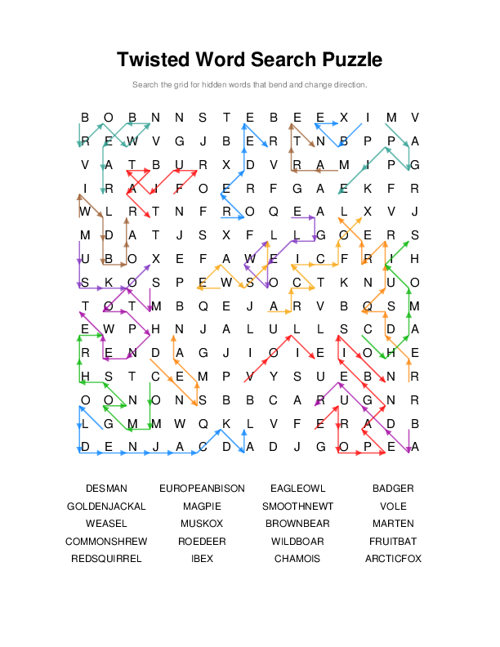 Printable Twisted Word Search Maker for Commercial Use